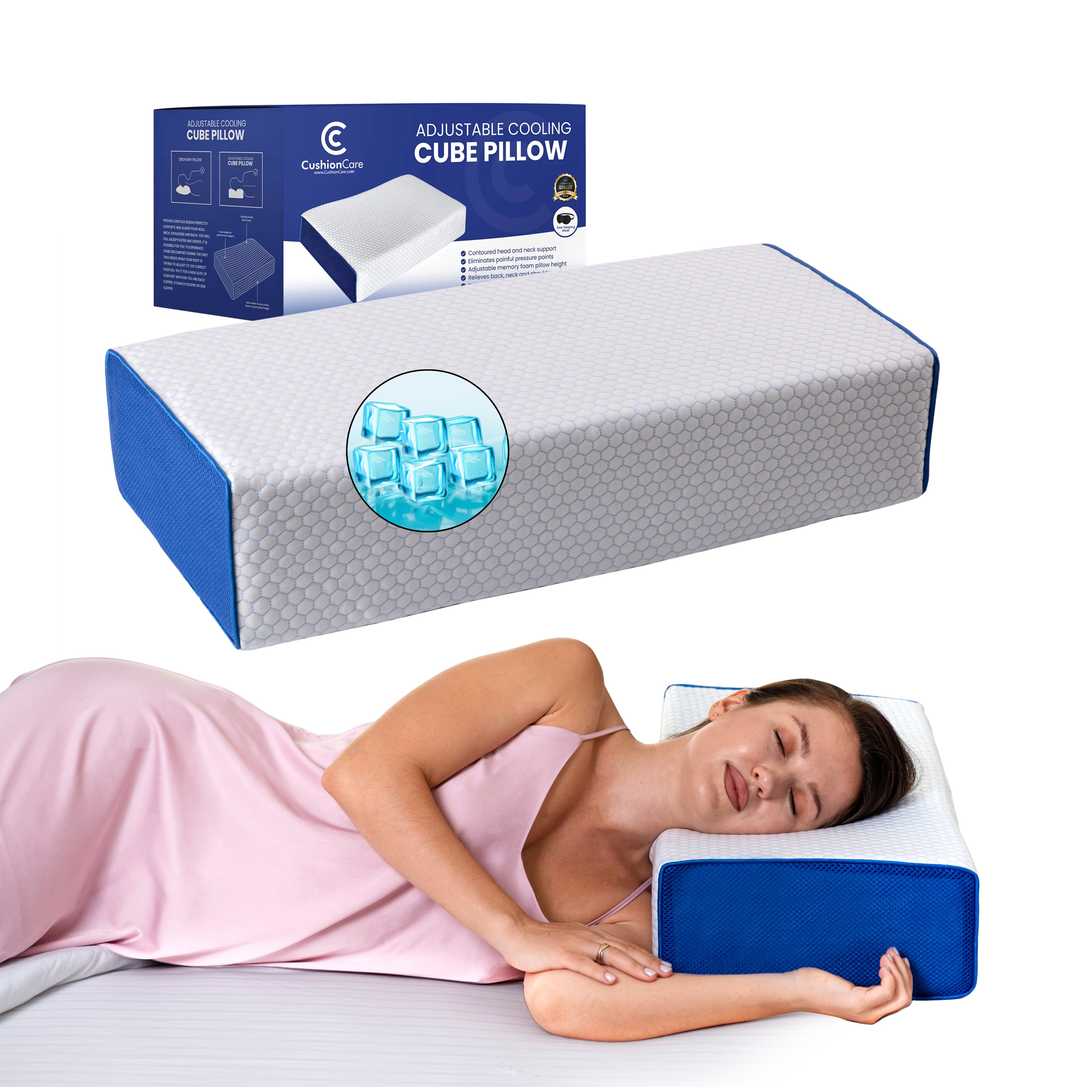 Cube Pillow with Adjustable Memory Foam for Side Sleepers – CushionCare